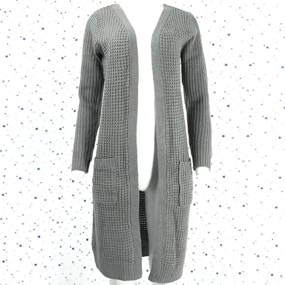 Sweaters | Waffle Knit Duster Long Sweater Cardigan Gray | Poshmark